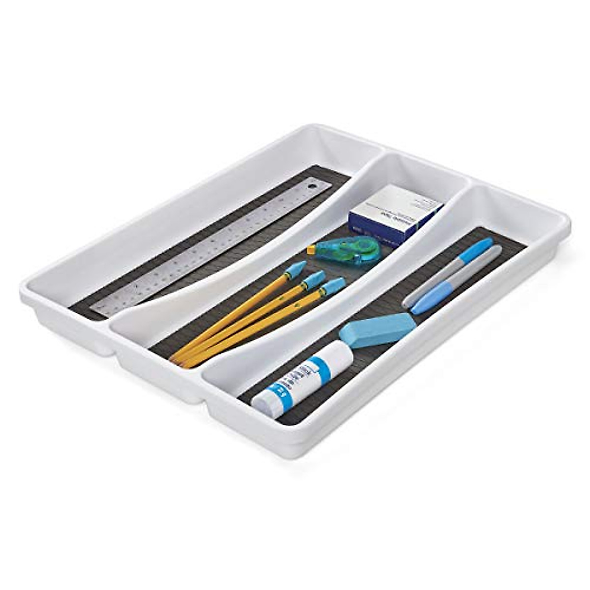 Copco Basics 3 Compartment Drawer Organizer, White and Charcoal Gray