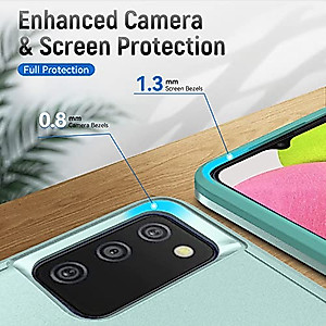 Circlemalls Samsung A03S Case, Galaxy A03S Case, [NOT FIT A03 CORE] with [Tempered Glass Screen Protector Include] Military Grade 12 ft Drop Test Shockproof W/Ring Holder Kickstand Phone Cover-Teal