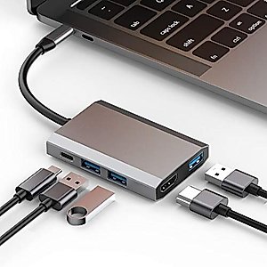 Jiali USB-C 4K Hub Converter TW5A 5 in 1 USB-C/Type-C to 3 USB 3.0 + USB-C/Type-C + HDMI Interfaces HUB Adapter (Grey) (Color : Grey)