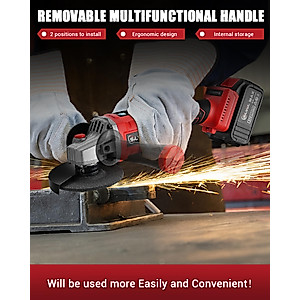 SILVEL Cordless Angle Grinder, 21V Cordless Grinders Tools with 3.0Ah Lithium-Ion Battery, Charger, 2 Position Handle, 4-1/2inch with 8500RPM Brushless Motor Cordless Grinder for Metal, Wood