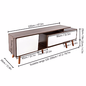 LYNICESHOP Modern TV Stand, TV Console Cabinet Lowline TV Cabinet Stand Entertainment Unit 47.2-78.7in Ajustable TV Media Cabinet TV Stand with Storage for Living Room