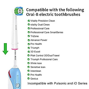 16 Pack Precision Replacement Brush Heads Compatible with Oral B Braun Electric Toothbrush. 8pcs White and 8pcs Black.