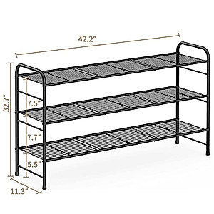 Dicasser 3-Tier Long Shoe Rack Organizer Extra Large Capacity for 24 Pairs,Black