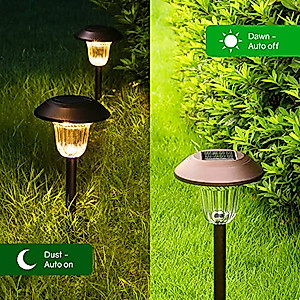 SOLPEX Solar Path Lights, 4 Pack High Lumen Solar Garden Lights, Solar Powered Waterproof Pathway Lights, Automatic Led Warm White Solar Yard Lights for Driveway, Walkway, Landscape, Lawn