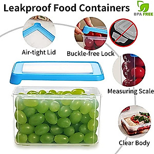 Lockcoo 10 Pack Food Storage Containers Set with Lids Airtight, BPA Free Plastic Food Containers, Leakproof Stackable Kitchen Containers - Freezer, Microwave & Dishwasher Safe (Blue)