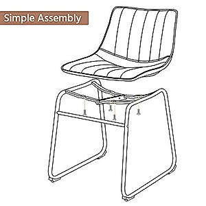 Yaheetech PU Leather Dining Chairs 18" Armless Chairs Indoor Upholstered Kitchen Dining Room Chairs with Metal Legs, Set of 2, Brown