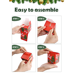 FUCNEN Christmas Advent Calendar Boxes Small 24 Days Christmas Countdown Calendar Cardboard Gift Boxes for Holiday Treats, Advent, Scavenger Hunt, DIY Candy Box for Boys, Girls, Kids and Family
