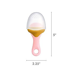 Boon PULP Silicone Baby Feeder — 2 Count — Orange/Pink and White/Mauve — Soft Silicone Vegetable and Fruit Feeders — Teething Baby Essentials