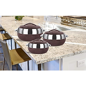 Milton Fiesta Insulated Junior Casserole, Set of 3, Brown Silver