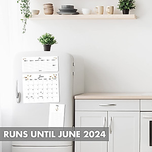 Beautiful 2023 Magnetic Fridge Calendar Set 3 - Runs Until July 2024 - The Perfect Weekly/Monthly Calendar And Notepad With Floral Designs for Easy Organizing