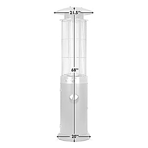 Golden Flame Resort Model Outdoor Propane Patio Heater | 40,000 BTU | Round Spiral-Flame Glass Tube | Anti-Tilt and Safety Shut-Off | Residential and Commercial | Includes Wheels | Matte Mocha Finish
