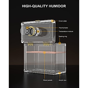 TISFA Acrylic Cigar Humidor with Humidifier and Hygrometer, Desktop Cigar Case Box with Spanish Cedar Cigar Tray That can Hold About 18-50 Cigars
