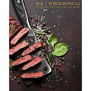 KESSAKU Mini Meat Cleaver - 4.5 inch - Dynasty Series - Heavy Duty - Razor Sharp Kitchen Butcher Knife - Forged ThyssenKrupp German High Carbon Stainless Steel - G10 Garolite Handle with Blade Guard