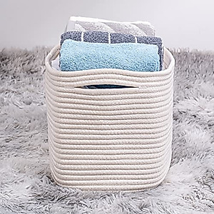 Kriitools Off White Storage Cubes Baskets Bins for Shelves Set of 3, Rectangular Closet Storage Cube Baskets, Skin-friendly Woven Rope Baskets for Organizing, Woven Cube Storage Bins for Baby Nursery