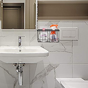 Toplife Wall Door Adhesive Kitchen Wrap Organizer Rack, No Drilling, Black - Set of 2