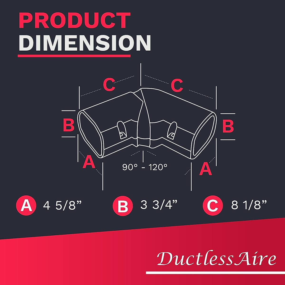 DuctlessAire - Premium 4 inch 90-120º Horizontal Elbow Mini Split Line Set Cover Kit - Protection for Ductless Mini Split/Central Air Systems - Easy Installation - Ideal for Air Conditioners