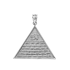Claddagh Gold .925 Sterling Silver Egyptian Eye of Horus Pyramid All Seeing Eye of Providence Pendant - Pendant Only