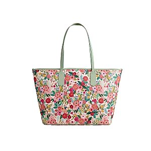 RIFLE PAPER CO. Everyday Tote Bag | for Beach, Gym, Travel and More, Shoulder Bag for Women, Adjustable Snap Tab Closure, 8" Interior Slip Pocket (19" L × 6" W × 12" H), Garden Party