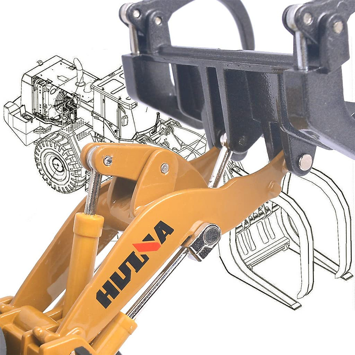 Ailejia 1/50 Scale Diecast Wood Grab Construction Vehicle Toys Timber Grab Truck Heavy Wooden/Building Articulated Alloy Construction Vehicle Model Engineering Car Toy boy Gift (Wood Grab)