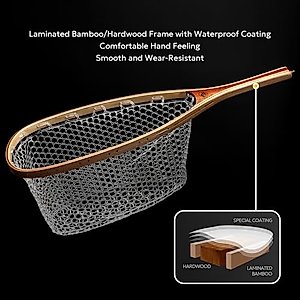 SF Fly Fishing Landing Soft Rubber Mesh Trout Catch and Release Net with Black Magnetic Net Release Combo Kit (Clear A Combo Small Holes)
