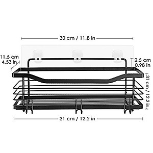 ODesign Shower Caddy Basket Shelf for Shampoo Conditioner Bathroom Kitchen Storage Organizer SUS304 Stainless Steel No Drilling - Black