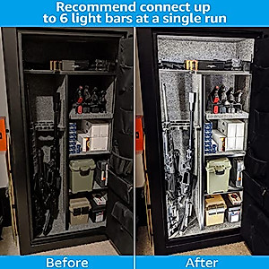 TORCHSTAR LED Safe Lighting Kit, (4) 12 Inch Linkable Light Bars + Rocker Switch + UL Power Adapter, 600LM, Input 100-240V, for Under Cabinet Gun Safe Locker Closet Showcase, 5000K Daylight