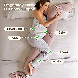 bbhugme Adjustable Pregnancy Pillow – Full Body Support for Side Sleeping - Adjustable Firmness and Shape - Supports Back, Legs, Belly, HIPS for Pregnant Women - Removable Cover - Dusty Pink