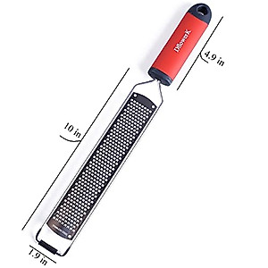 DflowerK Lemon Zester Cheese Grater Razor Sharp Stainless Steel Blade with Protective Cover Great for Lemon Parmesan Cheese Chocolate Nutmeg Garlic Ginger(Red)