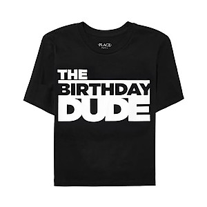 The Children's Place boys Birthday Dude Graphic Tee T Shirt, Black, XXL 16 US