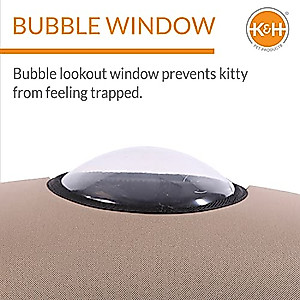 K&H Pet Products EZ Mount Window Bubble Pod Kitty Sill Window Sill Cat Bed Cat Perch, Cat Hammock with Lookout Bubble Window Tan 27 X 20 Inches