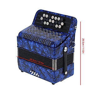 22 Key 8 Bass Accordion, Accordian Professional Kids Accordion Toy Accordion Button Accordian for Kids Adults Beginners Students for Performance Banquet, Party(Navy blue, blue)