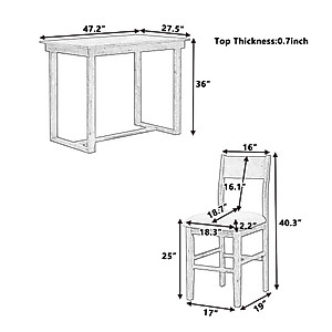 Merax Counter Height Kitchen Dining Table Set with Chairs for Small Space, Solid Wood Dining Room Furniture Table Set Farmhouse Rustic Dining Set