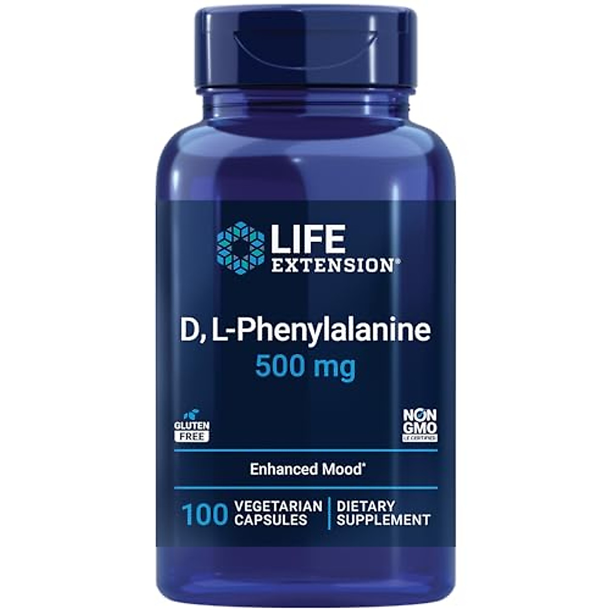 Life Extension D, L-Phenylalanine Capsules, 500 mg – Supports Mood Health, Promotes Neurotransmitter Health – Gluten-Free, Non-GMO, Vegetarian – 100 Capsules