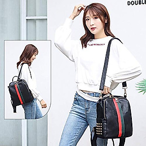 Alovhad Pu Leather Mini Backpack For Women Purse Cute Daypack Bag Fashion Shoulder Bag (B-Big Black)