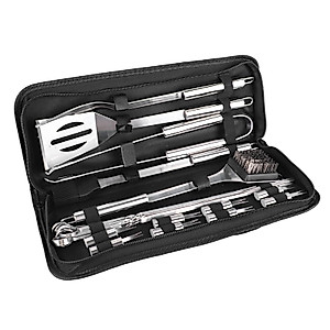 20pcs BBQ Grill Set Professional Stainless Steel Tongs Spatula Fork Brush Barbecue Tool Set for Outdoor Camping Travel