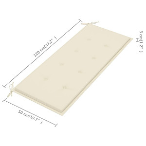 vidaXL Folding Garden Bench, Outdoor Foldable Acacia Wood Patio Bench with Cushion, Wooden Bench for Porch Balcony, Retro Style, Solid Wood Acacia