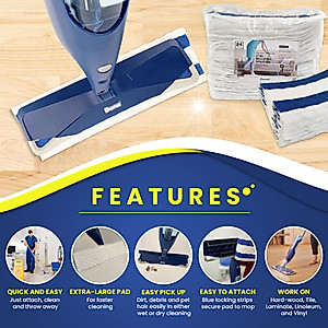 18 Inch Microfiber Disposable Mop Pad 24 Pack for All 16-18'' Hook & Loop System Mop, Wet Dry Cleaning Pad Compatible with Bona,Rubbermaid,Turbo,Norwex (18 in, 24 Pack)