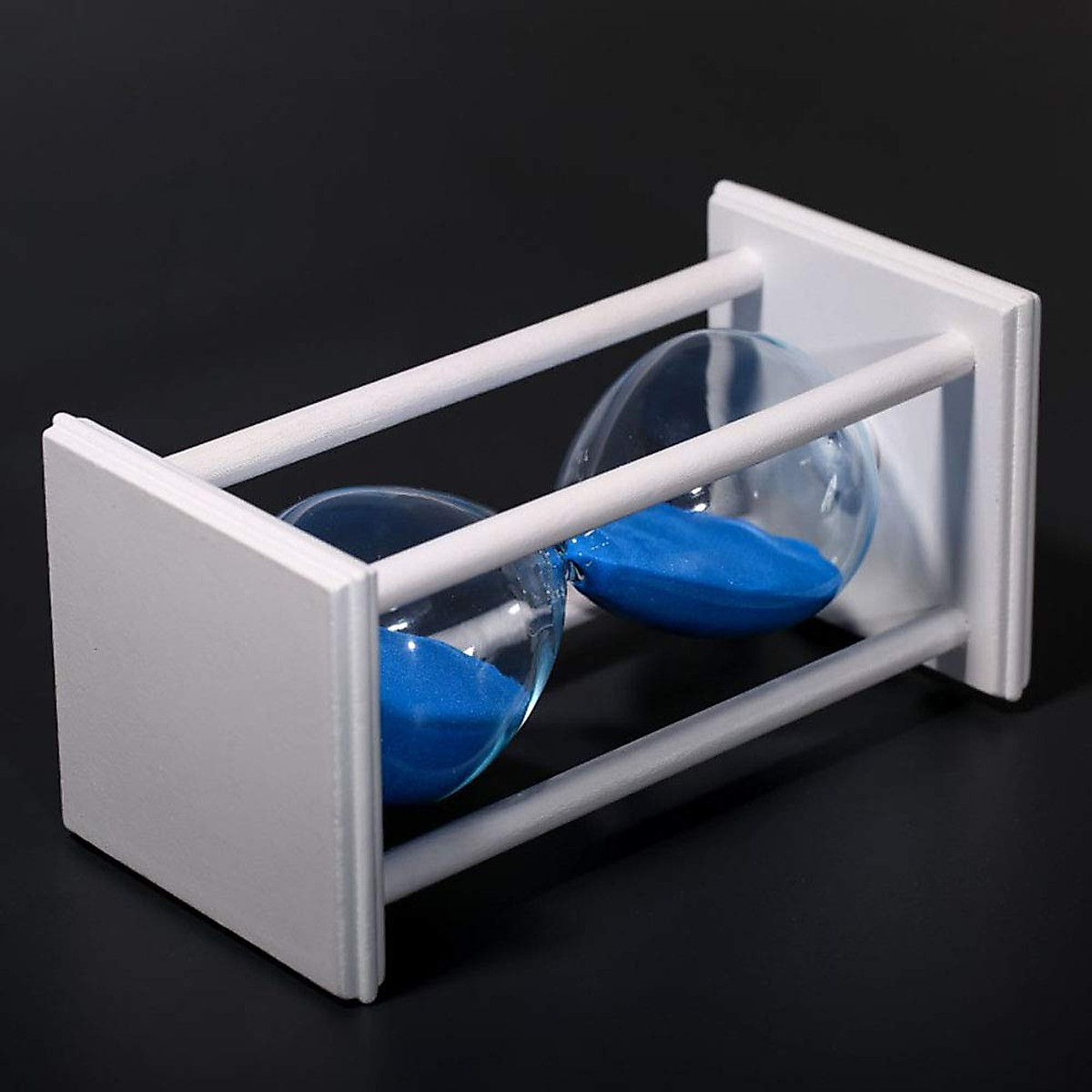 One Hour Hourglass Sand Timer Wooden White Frame Stand Sandglass Clock Timer for Office Kitchen Home Decor (Blue Sand, 60 min)