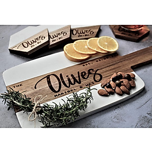 Personalized Marble and Wood Cutting Board with Coasters SET Custom Cutting Board Charcuterie Board Christmas Anniversary Wedding Gift Bridal Shower Gift Engagement Gift Housewarming Gift