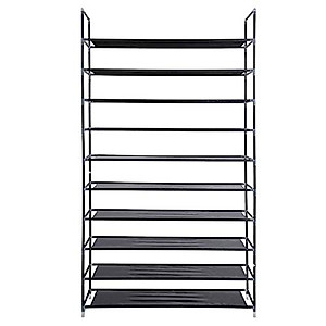 Mekek 100cm Wide Shoe Rack Organizer Storage Shoes Shelves Space 10 Tier Standing Black