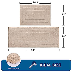 PURRUGS Machine Washable Kitchen Rug Set of 2, Non-Slip/Skid Kitchen Runner Rugs & Floor Mats, Super Absorbent Soft Standing Mats for Kitchen, Sink & Laundry, Beige