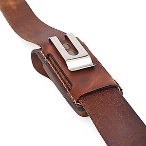 Tourbon EDC Leather Pocket Folding Knife Sheath 3.8 Inch Blade Carrier Holster Flashlight Holder Case for Belt