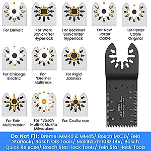 Oscillating Saw Blades, 91 PCS Quick Release Oscillating Tool Blades with Sandpaper for Wood Metal Plastic Cutting, Compatible with Dewalt, Milwaukee, Makita, Ryobi, Rockwell, Bosch etc.