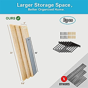 EALLRINEC Floating Shelves, 24 Inches Easy to Install Wall Mounted Shelves, Wall Shelves Set of 3, Rustic Wood Shelves for Wall Décor, Storage Shelves for Living Room, Bathroom, Bedroom