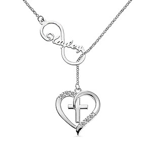 AILIN Personalized Heart Cross Infinity Name Necklace 925 Sterling Silver Custom Engrave and Birthstone Necklaces Birthday Gifts For Women Girlfriends Mother Daughter Men