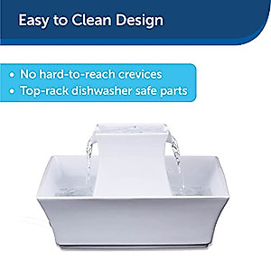 Drinkwell Pagoda Pet Fountain - From PetSafe in Knoxville, TN - Dog Water Bowl Dispenser - Multiple Angles to Drink From - Filters Included - Dog Fountain Provides Water When Power’s Out - White