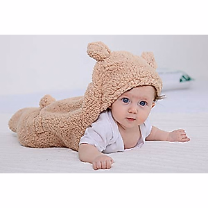 XMWEALTHY Cute Newborn Baby Boys Girls Blankets Plush Swaddle Blankets Brown