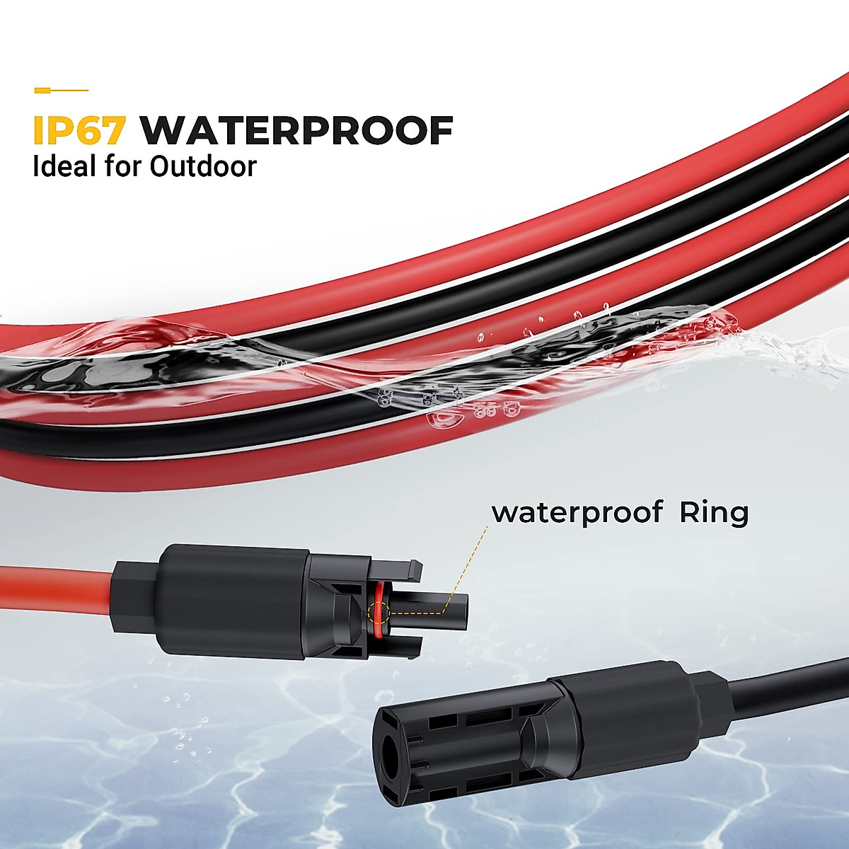 BougeRV 20 Feet 8AWG Solar Extension Cable with Female and Male Connector with Extra Free Pair of Connectors Solar Panel Adaptor Kit Tool (20FT Red + 20FT Black)