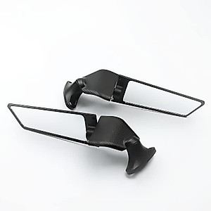 Motorcycle Wind Wing Rear View Side Mirrors, 1 Pair Black Rotating Swivel Stealth Winglets Mirrors Fit for Kawasaki 2005 2006 2007 2008 Ninja ZX6R & Ninja ZX10R 2004-2007