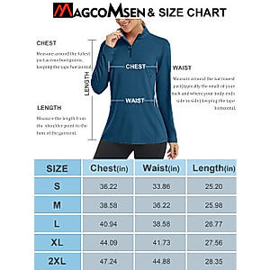 MAGCOMSEN Women's Shirts Long Sleeve 1/4 Zip UPF50+ Sun Protection Quick Dry Hiking Workout Athletic Shirt Dark Blue M